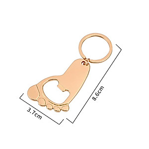 ARFUKA Bottle Opener Keychain Mini Foot Pendant Soda Beer Bottle Opener Keyring Beverage Bottle Opener Key Holder Women Men Gift for Baby Shower Birthday Christmas Festival Gold