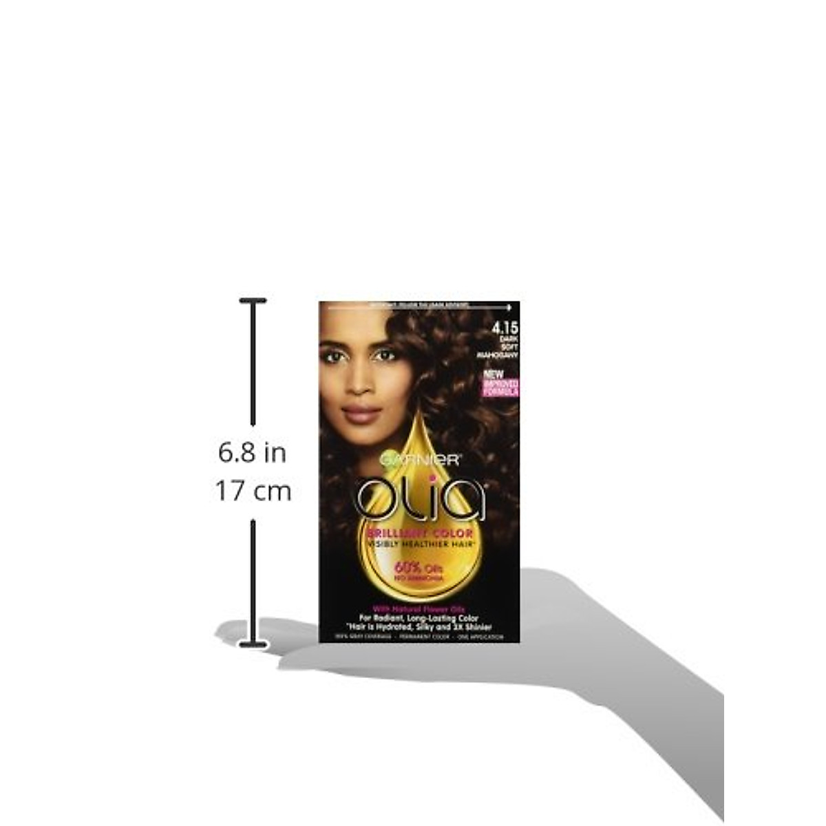 Garnier Hair Color Olia Ammonia-Free Brilliant Color Oil-Rich Permanent Hair Dye, 4.15 Dark Soft Mahogany, 1 Count (Packaging May Vary)