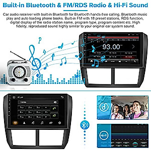 Roinvou 2+32G Android Double Din Car Stereo for Subaru Forester 2008 09 10 11 12 9'' 1080P HD Touch Screen Wireless Carplay Android Auto GPS WiFi Bluetooth Hi-Fi FM RDS Backup Camera External Mic