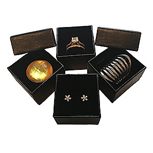 Marimor Jewelry Black Ring Gift Box with Foam and Velvet Insert Wholesale Pack of (24)