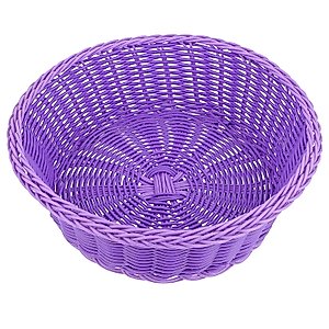 BESPORTBLE Purple Plastic Basket Bread Basket Round Storage Basket Kitchen Wicker Bread Box Rattan Toys Storage Boxes Fruit Plate Trays Organizer Home Decor