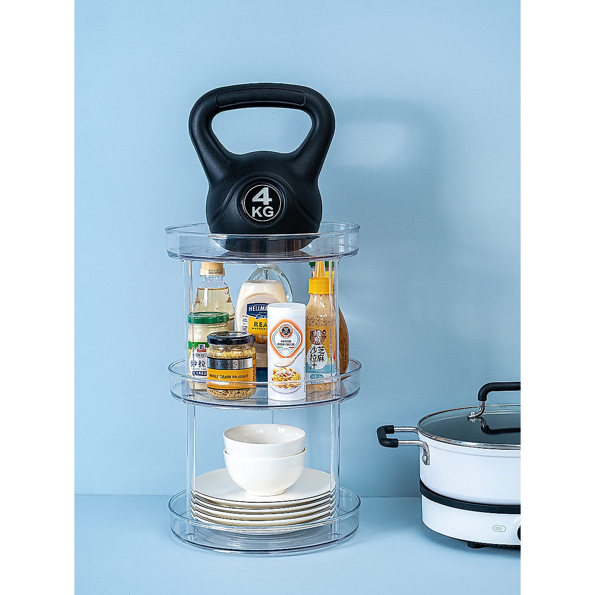 3 Tier Lazy Susan Turntable Cabinet Organizer 360 Degree Rotating Spice Rack – 9.2"