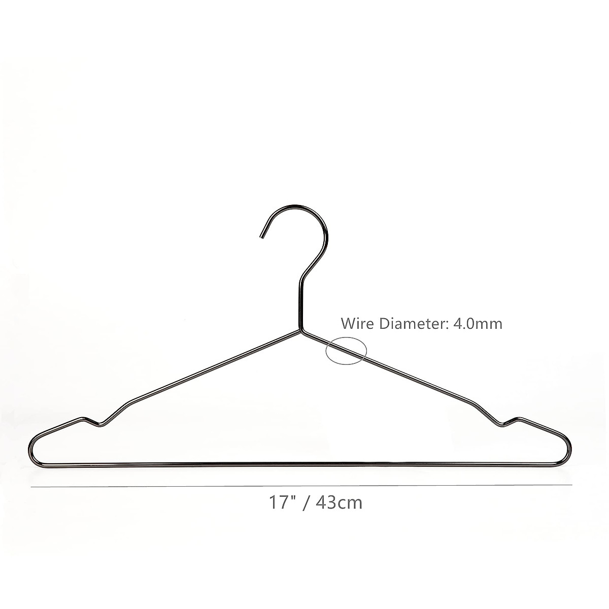 Better to U 17 Inch Metal Clothes Hanger, 4.0mm Heavy Duty Shirt Blouse Hanger for Coat Suit Bridal Boutique, Space Saving Slim Wire Hanger for Camisole Trousers Wedding Dress（Gold 36pack）