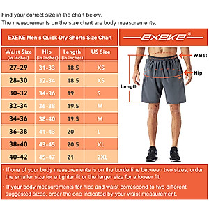 EXEKE Men's Quick Dry Running Shorts Lightweight Gym Workout Shorts with Zipper Pockets 252-3XL/Khaki 34-36