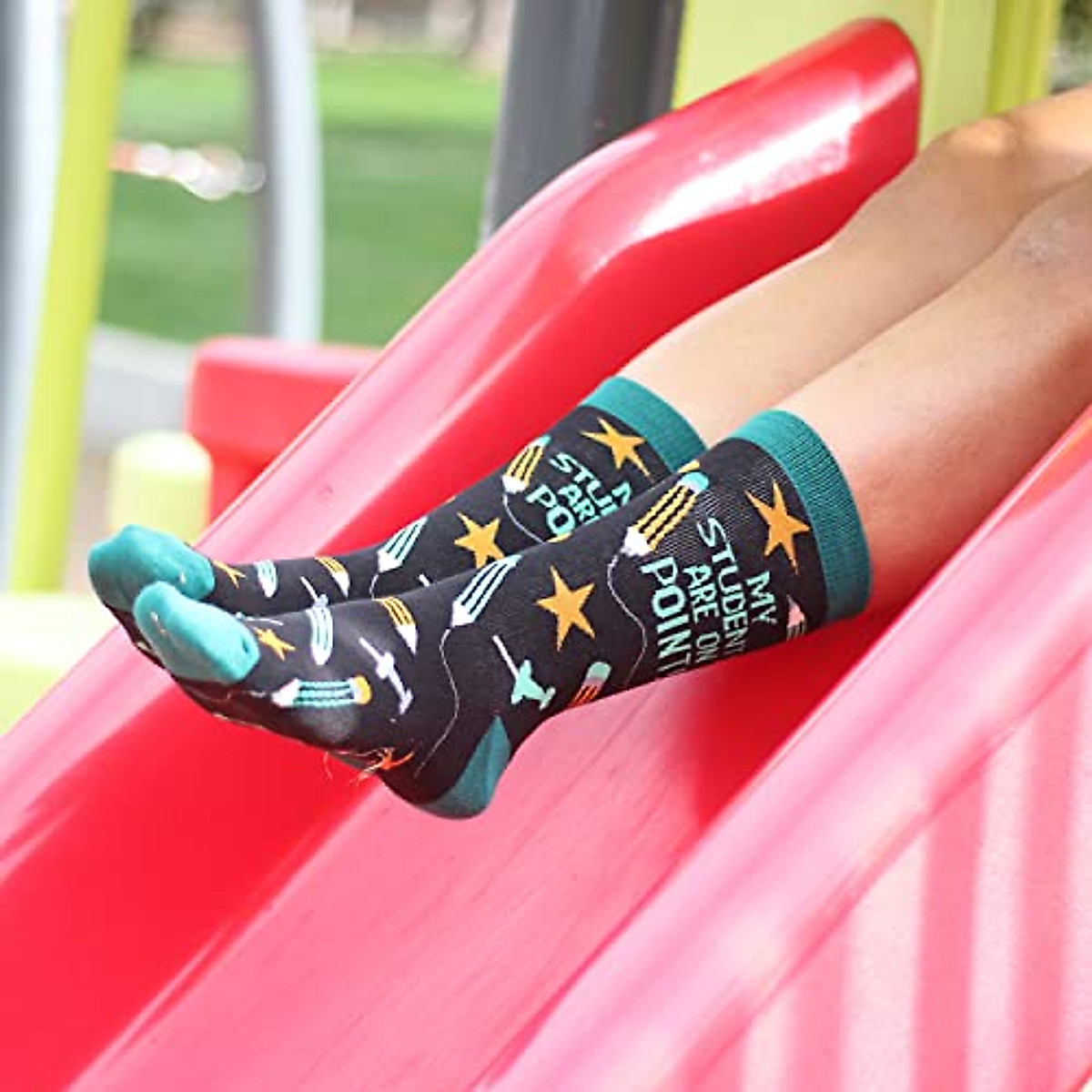 Funny Nerd Socks - Gift For Teachers, Students, Book Lovers, Math, Science Geeks (My Students Are On Point)