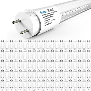Sunco 100 Pack T8 LED Bulbs 4 Foot, LED Fluorescent Tube Replacement, 4ft LED Tube Light, Ballast Bypass, 18W, 2200 LM, 6000K Daylight Deluxe, Single Ended Power, Clear Lens, UL