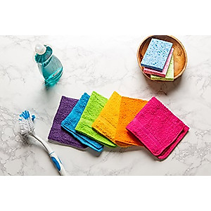 DII Basic Bulk Pack Cotton Washcloth Set, 12x12, Bright Rainbow, 24 Piece