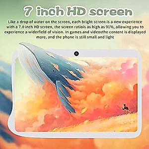 7in Kids Tablet, IPS HD Display Large Storage Capacity Kids Tablet 4G 128G for Reading (White)