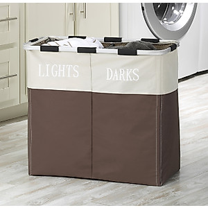 Whitmor Easycare Double Laundry Hamper - Lights and Darks Separator - Java