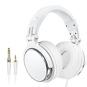 Nasuque Over-Ear Headphones, Foldable Headsets with Stereo Sound, Powerful Bass Headphones with Protein Memory Foam Ear Pads, 50mm Neodymium Drivers for Electric Drum Piano Guitar AMP (Silver)