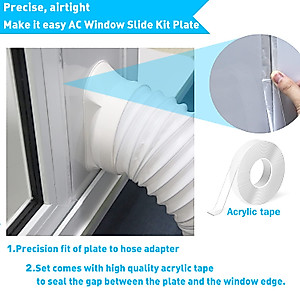 TOPOWN Portable Ac Window Kit, 5"/5.9" Hose Universal Window Slide Kit Plate for Ac Window Vent Kit Vertical/Horizontal -Max Adjustable Length 122cm/48- with 5.9"/15cm and 5"/13cm Adaptor