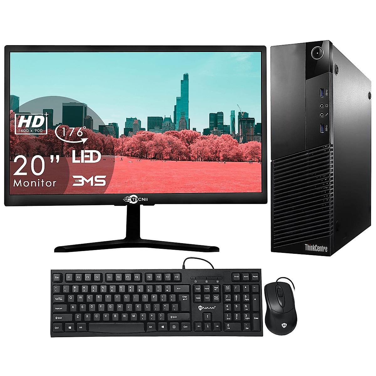 Lenovo ThinkCentre M93P Fast Desktop Computer PC with Dual 20Inch Monitor(HDMI), Intel Quad Core i5 4570 3.20 GHz, 8GB DDR3, 256GB Solid State SSD, KB, Mouse, USB WiFi, Windows 10 Pro 64-bit(Renewed)