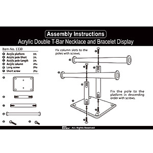 MOOCA Deluxe Clear Acrylic Jewelry Organizer, 2 Tier T-Bar Bracelet Holder, Acrylic Necklace Holder, Jewelry Holder, Jewelry Organizer Stand, Premium Quality with Enhanced Transparency