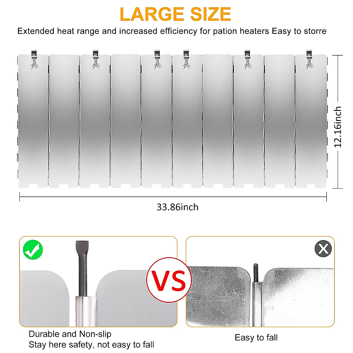 Funtravo 2Pack Patio Heater Reflector Shield, Heat Focusing Reflector for Propane Patio Heaters, propane heater, outdoor heaters for patio propane, propane heaters outdoor, 33.86"x12.16"