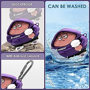 LDSXAY Beats Studio Buds/Buds + Case Cover, 3D Cute Funny Cartoon Character Silicone Protective Skin Cover for New Beats Studio Buds + Wireless Earbuds Case with Keychain Accessories (Purple)
