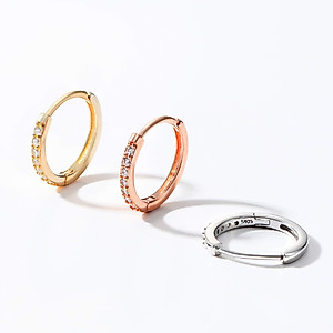 Small Hoops Earrings for Women - 6mm Silver S925 Huggie Hoop Earrings - Tiny Cartilage Diamond Earring CZ Earrings for Men Women