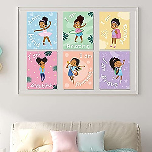 Outus 9 Pieces Girls Room Decor Black Girl Wall Painting Art Decor Motivational Black Girl Posters Girls Bedroom Motivational Art Paint for Kids Teen Girls Room Wall Decorations,Unframed, 8 x 10 Inch