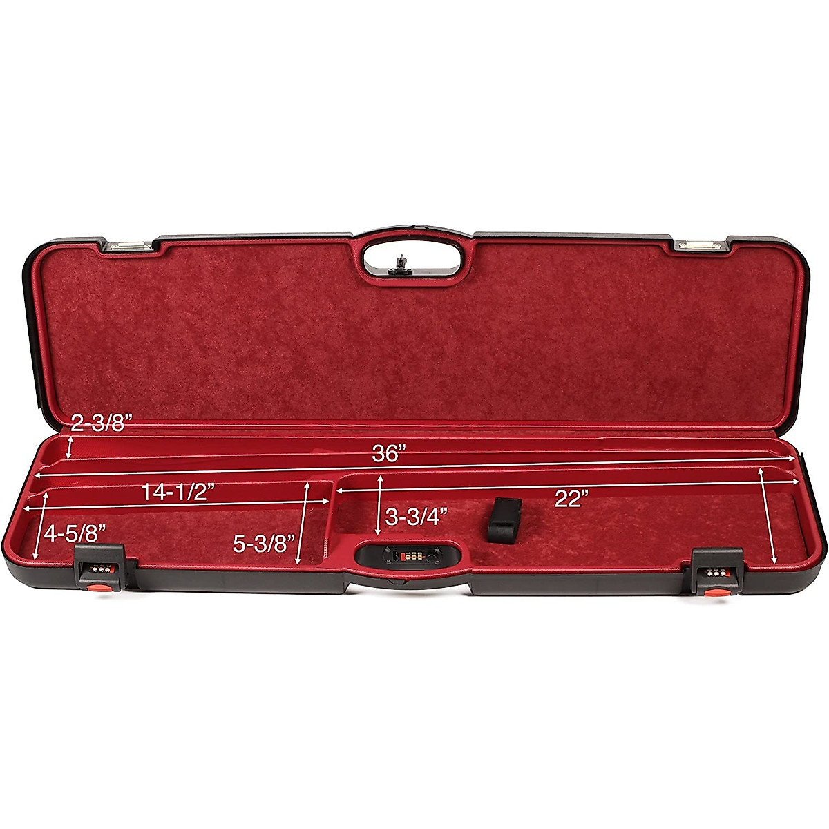 Negrini Cases 1603/IS-2C/4782 Shotgun Case for O/U PP/1 Gun/2 Barrels up to 36-Inch, Black/Red