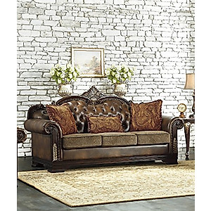 Homelegance 9815-3 Croydon Traditional Two-Tone Sofa, 86"W, Brown PU Leather