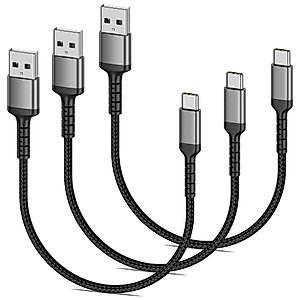 Umefly 1.5ft USB C Cable, Braided USB 2.0 Type A to Type C Charging Cord, 18 Inches, Compatible with iPhone 15 Pro/Max, Samsung Galaxy S23 Ultra, Google Pixel, Short USB C Cable for Car