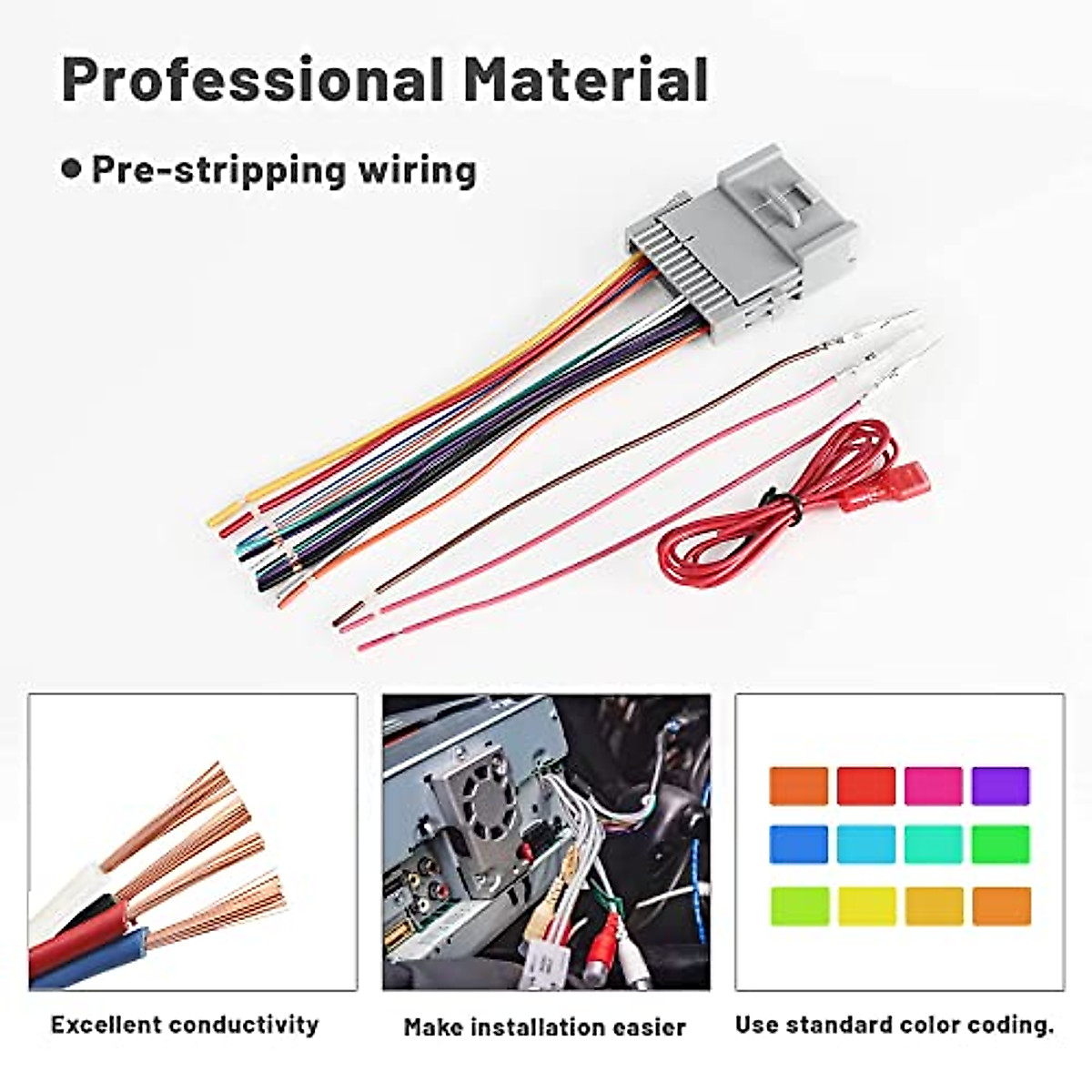 NuIth Radio Stereo Wiring Harness Adapter Connector Compatible with GM Chevy Silverado GMC Sierra 2000-2012 Vehicles Aftermarket Car Radio Wire Cable Plug