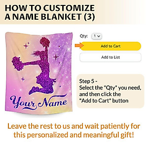 Custom Cheer Blanket Gifts for Girls- 40x50 Inches Cute Throw Blanket for Babies Kids Teens- Personalized Aesthetic Pink Soft Nap Blankets for Couch Sofa Bed