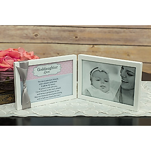 The Grandparent Gift Co. Goddaughter Love, Grow in Faith Poem White Double Hinged 4 x 6 Photo Frame with Ribbon