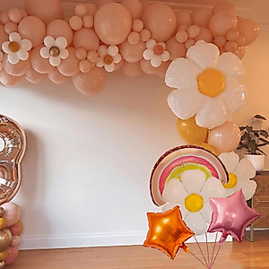 Daisy Groovy Balloon Boho Rainbow Balloon Groovy Birthday Party Decorations Daisy Flower Star Foil Balloons for Groovy Party Supplies Two Groovy Birthday Baby Shower Decor Supplies