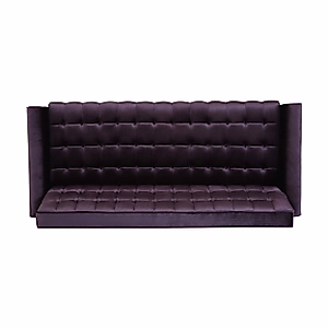 Christopher Knight Home Adan Tufted Velvet Sofa Tipped Tapered Legs, BlackBerry and Gold Finish