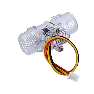 Taidacent 2PCS G1/2 DN15 Plastic Flow Sensor Transparent Liquid Turbine Flow Meter High Precision Hall Sensor Water Flow Sensor Switch urbine Flowmeter Pulse Signal Output (Black)