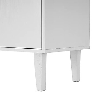 Panana Sideboard Buffet Cabinet Kitchen Storage Cabinet Living Room 4 Doors Console Table (White)