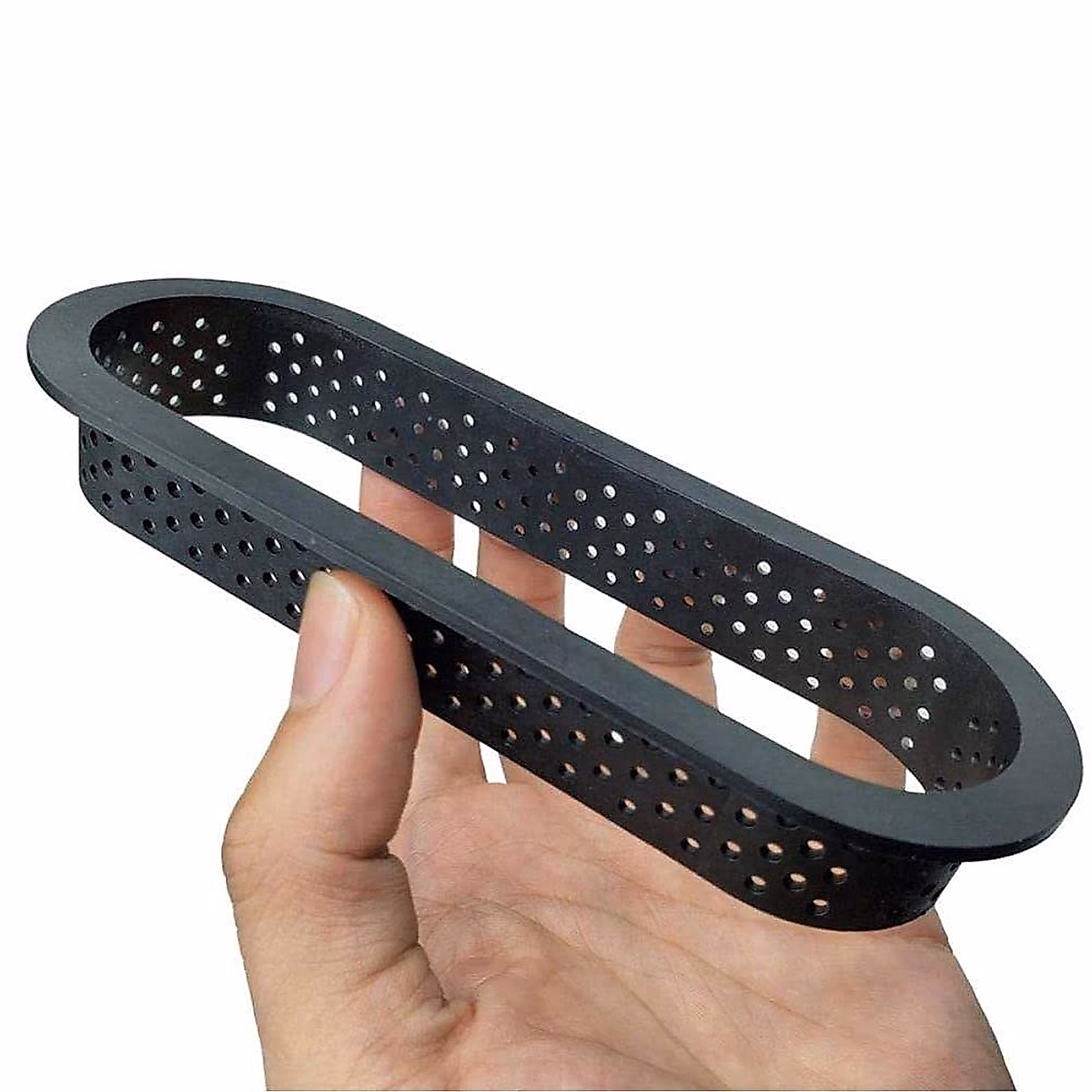 8pcs Oval Tart Ring Mousse Circle Tart Ring Round Cake Molds Cake Rings Mousse Mold Cake DIY Baking Mould Tool Perforated Ring Non Stick Bakeware(Black-Oval)