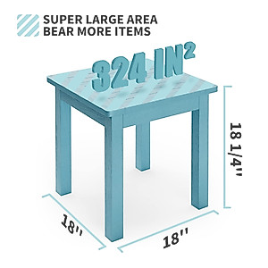 YEFU Oversize Outdoor Side Table, 18 Inch Outside Plastic Adirondack Side Table Weather Resistant, HIPS High Strength Poly Wood Rustproof Waterproof Material for Patio, Pool, Front Porch Table(Blue)