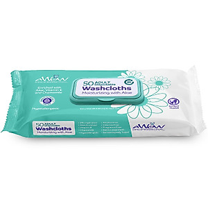 AWOW Wipes for Adults - Natural 200 Large Body Wipes for Adults Bathing, Adult Wipes for Incontinence, Unscented Bath Wipes for Adults No Rinse, 50 Count (Pack of 4)