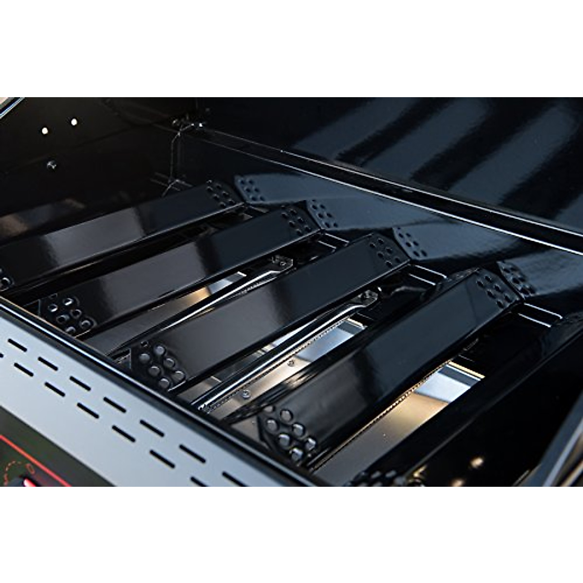 Megamaster 720-0982 5 Burner Propane Barbecue Gas Grill, Side Shelves with Hooks, for Outdoor Cooking, Patio, Garden Barbecue Grill, 50000 BTUs, Open Chart, Black