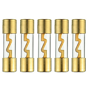 BOJACK 60A Gold Plated Glass Car Audio AGU Fuse for Car/Auto/Marine Audio Stereo Amplifier Power Protection (Pack of 5 Pcs)
