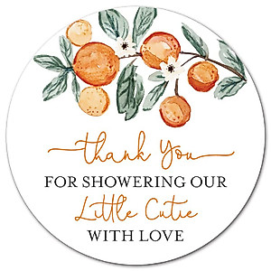 2" Round Cutie Orange Baby Shower Thank You Favor Stickers (40 Labels)