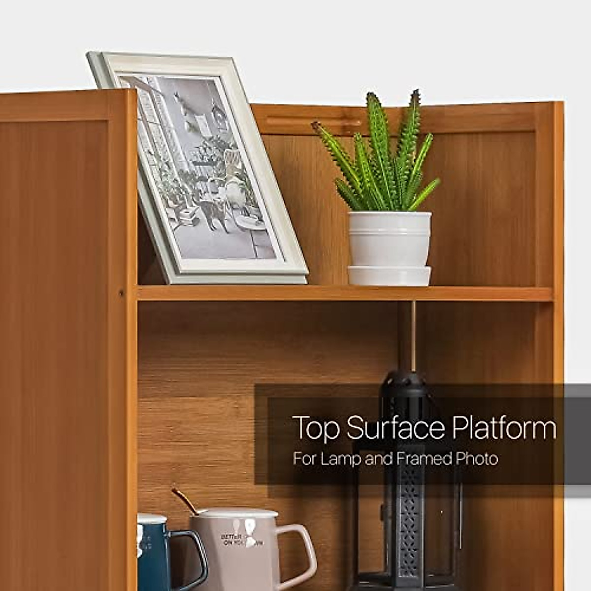 MoNiBloom 4 Tier Bookshelf, Bamboo Display Shelves Bookcase Storage Book Shelves Organizer Freestanding for Living Room Bedroom Office Décor, Brown