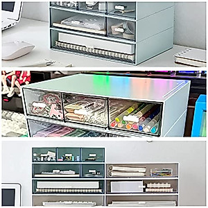 RHBLME Desk Organizer with 6 Drawers, Makeup Organizer, Plastic Makeup Storage, Cosmetic Storage Organizer, Detachable Desk Storage Box, Bathroom Organization Boxes, Desktop Storage Box, Blue