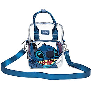Disney Bag, Crossbody Light Up, Lilo and Stitch Stitch Smiling Expression, Transparent, Clear PVC