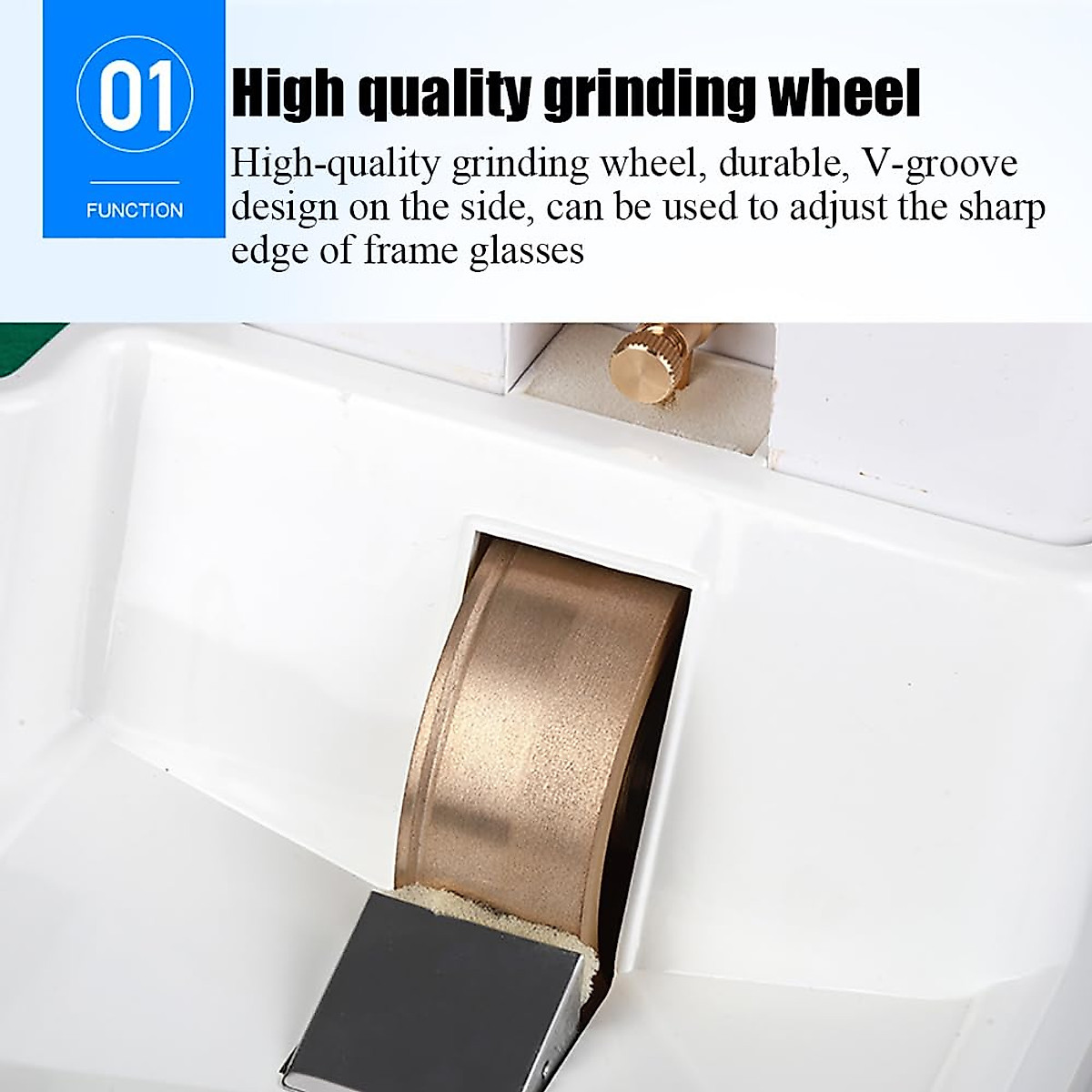 THYXGS Manual Lens Grinder, Eyeglasses Lens Hand Edger with Diamond Grinding Wheel, Support Coarse Grinding Fine Grinding, Auto Water-Supply System, for Resin, Glass, PC, Lenses