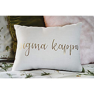 Sorority Shop Sigma Kappa Pillow – Gold Script Design, 12" x 16" Lumbar Pillow Sorority