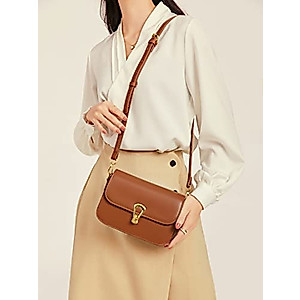 Mn&Sue Designer Women 's Handbag PU Leather Small Flap Crossbody Bags Shoulder Satchel Purse Work Bag (Black)