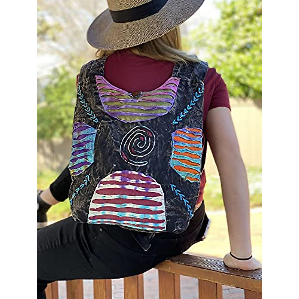 Original Collections Bohemian Embroidered Ripped Razor Cut Crossbody Hippie Purse Handbag AND Backpack Multicolor