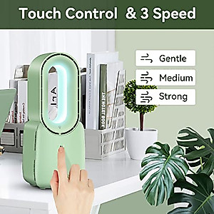 let'me Desk Fan, 11.8 Inch Portable Bladeless Fan Small Personal Cooling Fan with 5 Colors Touch Control LED Light, Quiet USB Table Fan for Home, Office, Bedroom Summer Gift