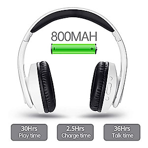 pollini Bluetooth Headphones Over Ear, Wireless Headset V5.0 with 6 EQ Modes, Soft Memory-Protein Earmuffs and Built-in Mic for iPhone/Android Cell Phone/PC/TV
