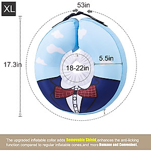 Inflatable Dog Cone Collar,Waterproof Soft Dog Donut Cone for Large Medium Small Dogs Cats, Recovery Dog E-Collar Alternatives After Surgery (Suit Blue, X-Large)