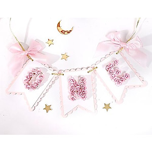 Flower 1st Birthday High Chair Banner - Pink and Gold One Birthday Banner, Princess 1st Birthday Decoration, Rose First Birthday Highchair Banner, Flower One Letters