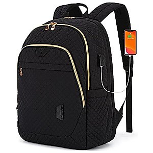BAGSMART Laptop Backpack for Women Travel Backpack 15.6 Inch Computer Back Pack with USB Charging Port School Bookbag for College Work Business, Black