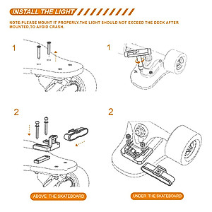 IWONDER V2.0 Skateboard Lights Waterproof Brightness USB Rechargeable Safety Longboard Light Accessories Led Lights for Electric Skateboard Longboard